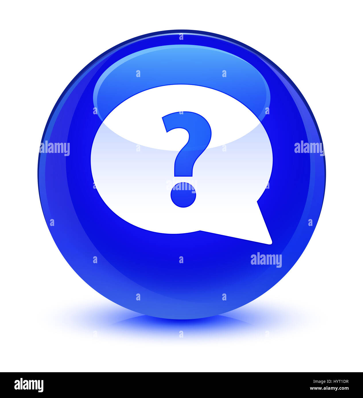 Question mark bubble icon isolated on glassy blue round button abstract ...