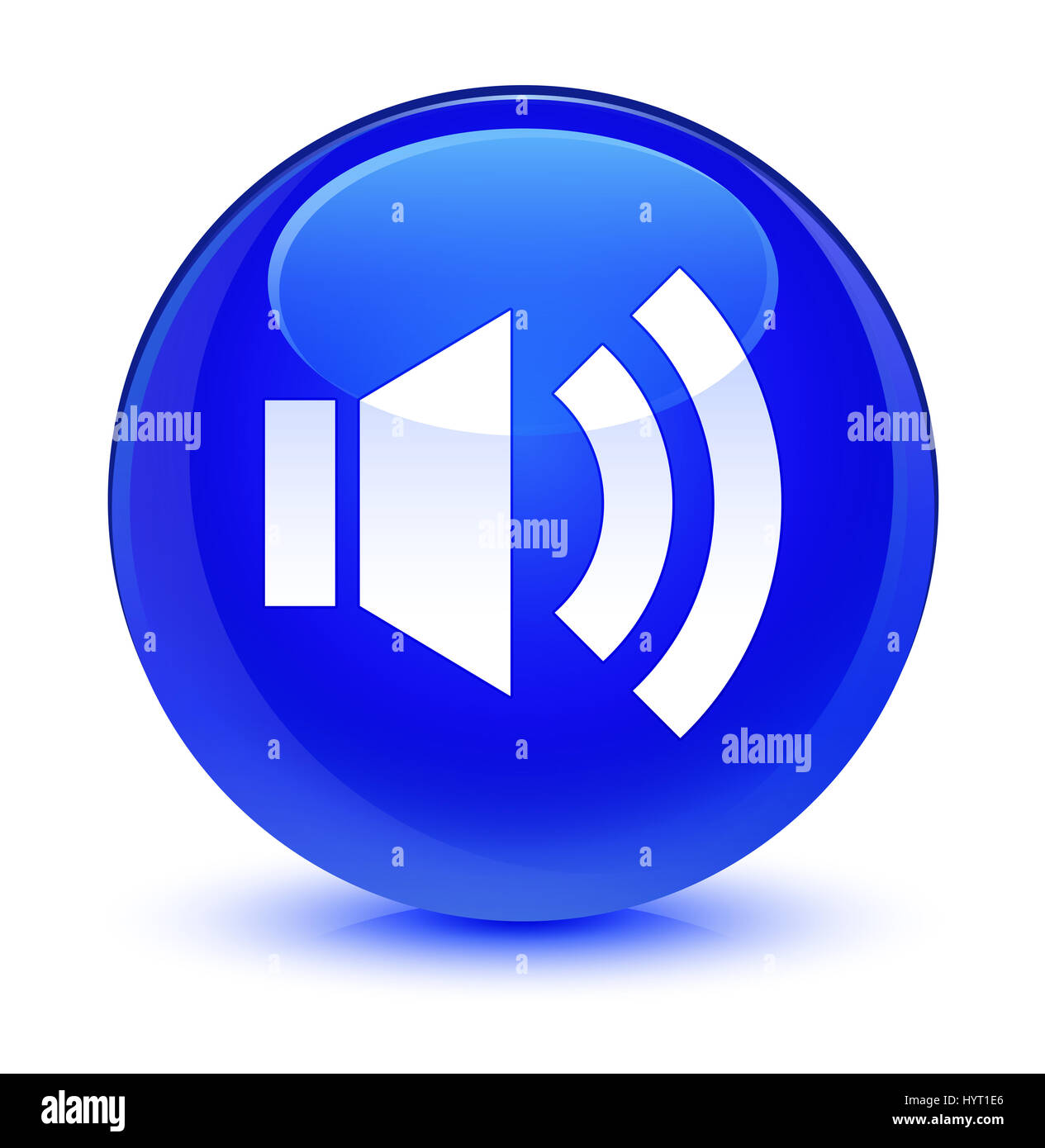 Volume icon isolated on glassy blue round button abstract illustration ...