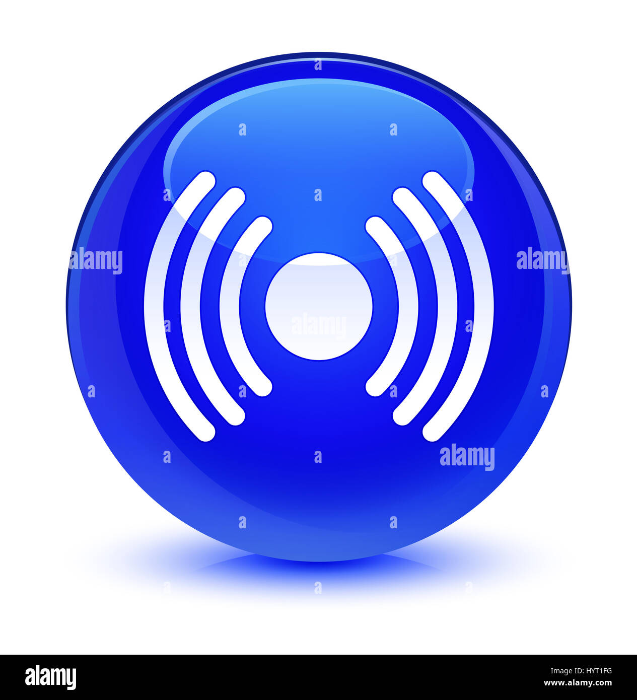 Network signal icon isolated on glassy blue round button abstract ...