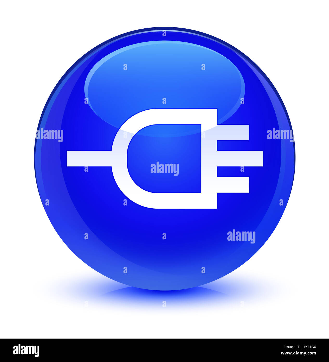 Connect icon isolated on glassy blue round button abstract illustration ...