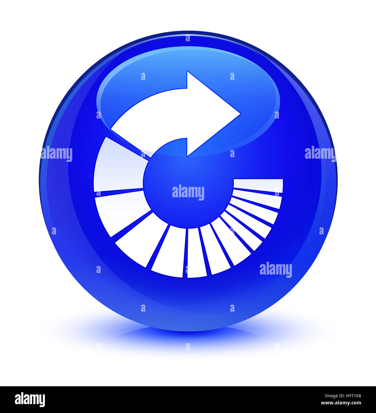 Rotate arrow icon isolated on glassy blue round button abstract ...