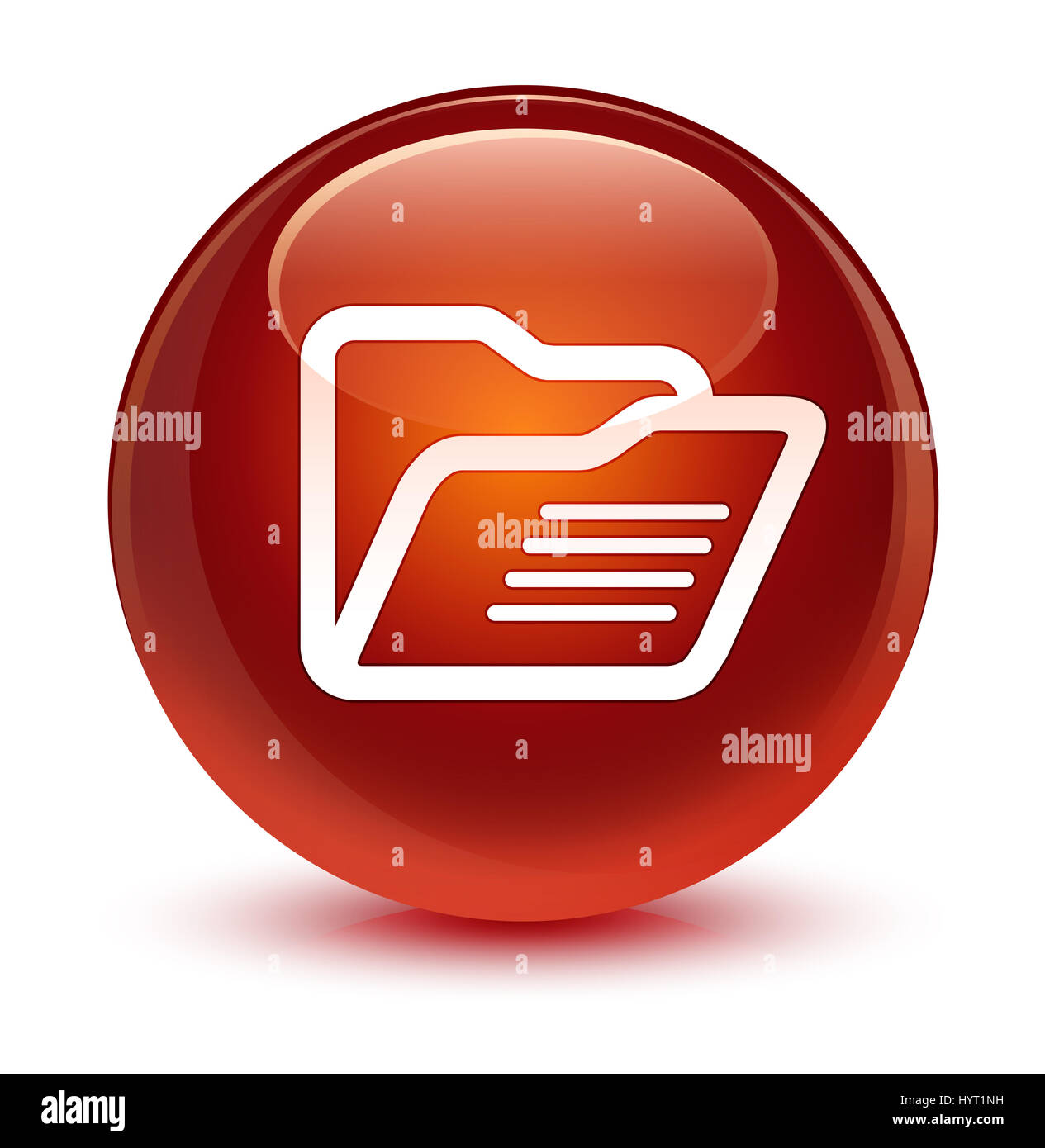 Folder icon isolated on glassy brown round button abstract illustration ...