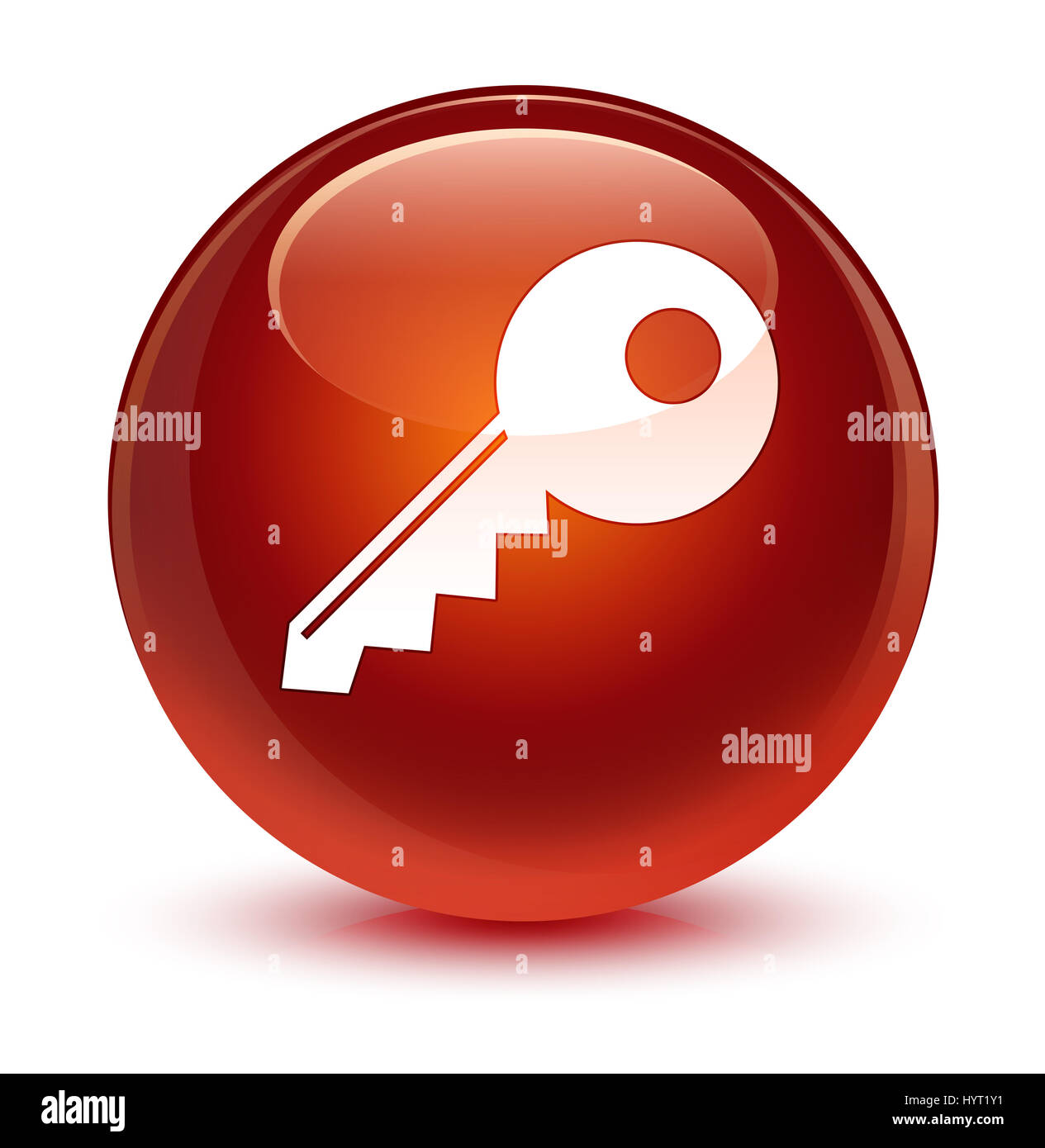 Key icon isolated on glassy brown round button abstract illustration ...