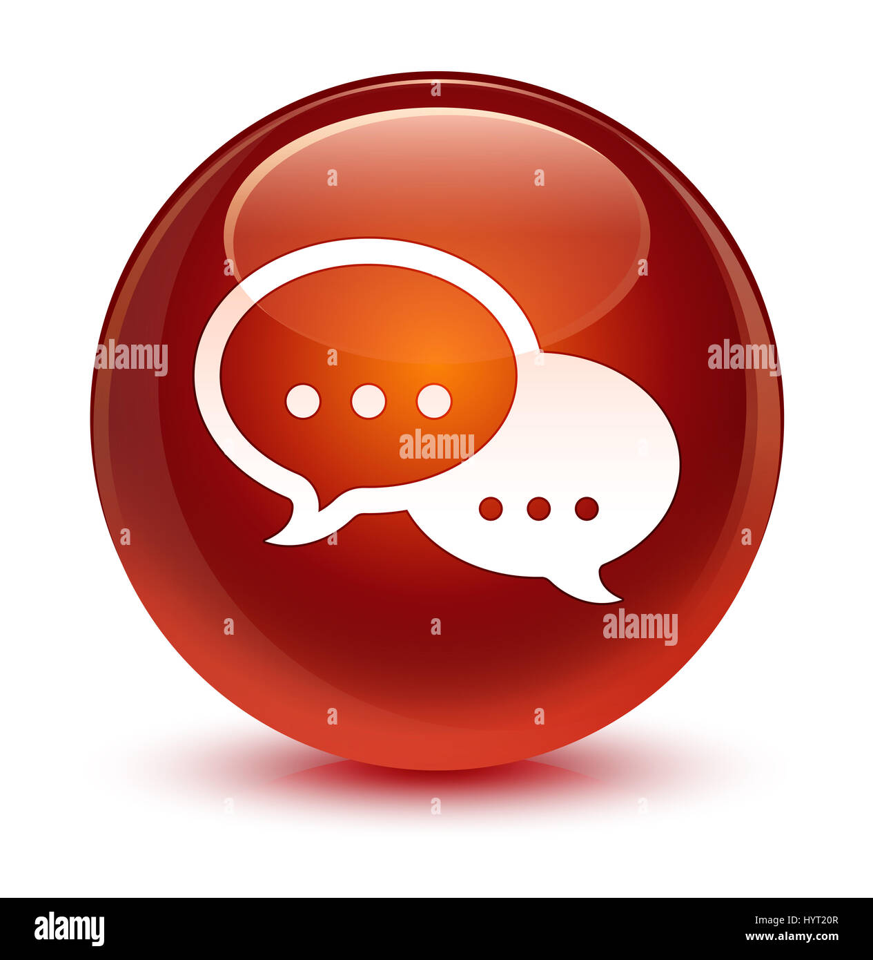 Talk bubble icon isolated on glassy brown round button abstract ...
