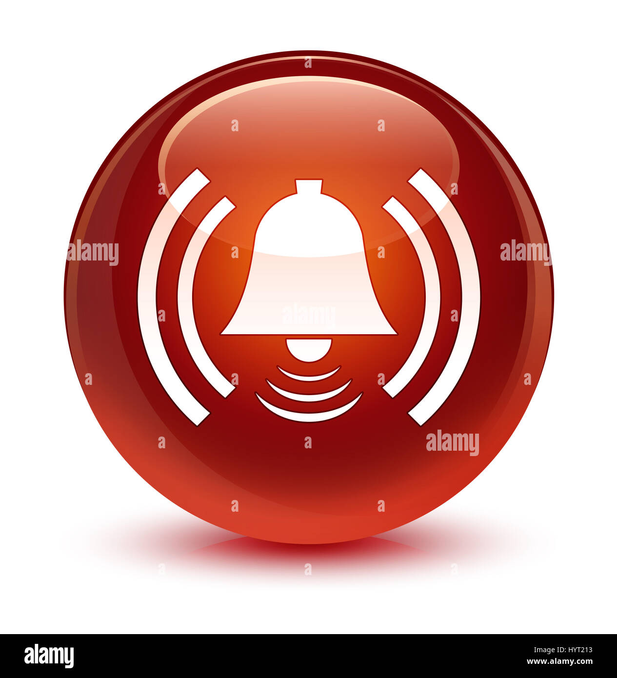 Alarm icon isolated on glassy brown round button abstract illustration ...