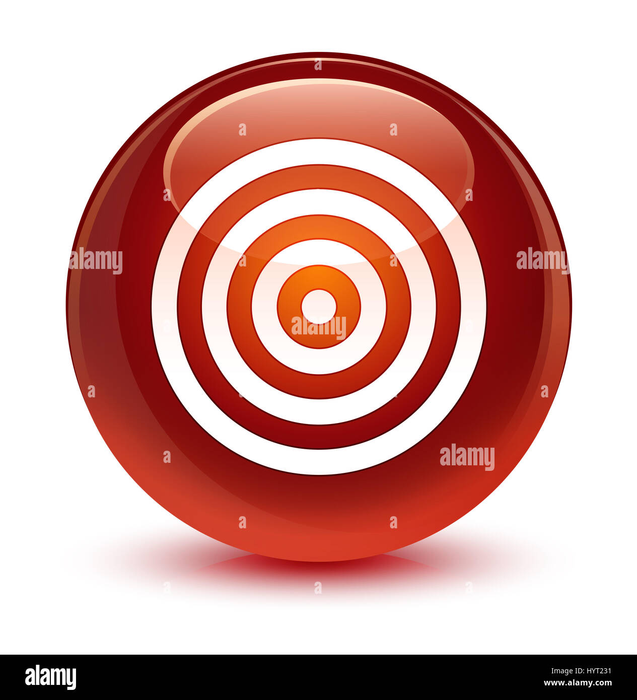 Target icon isolated on glassy brown round button abstract illustration ...