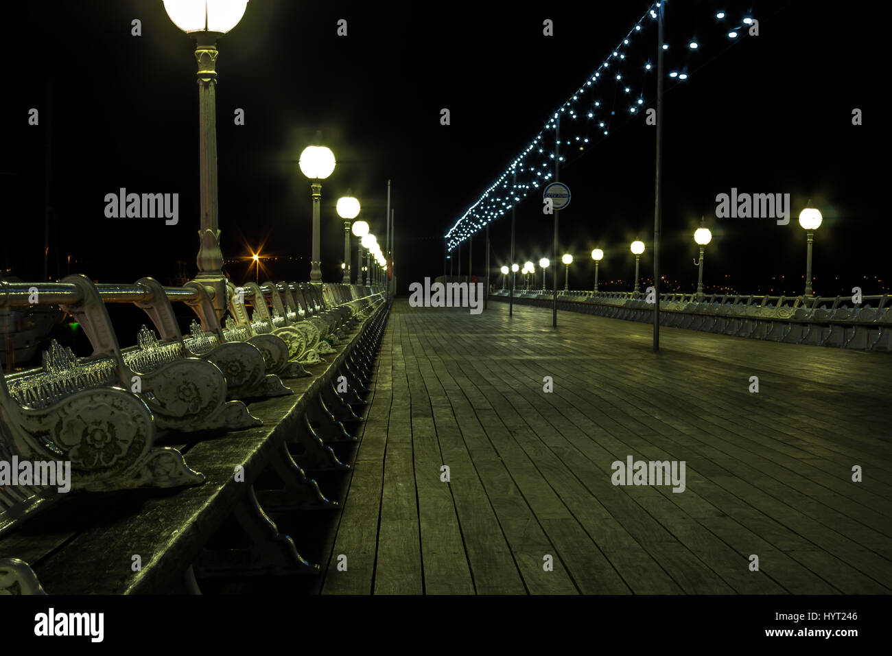 Pier at night Stock Photo - Alamy