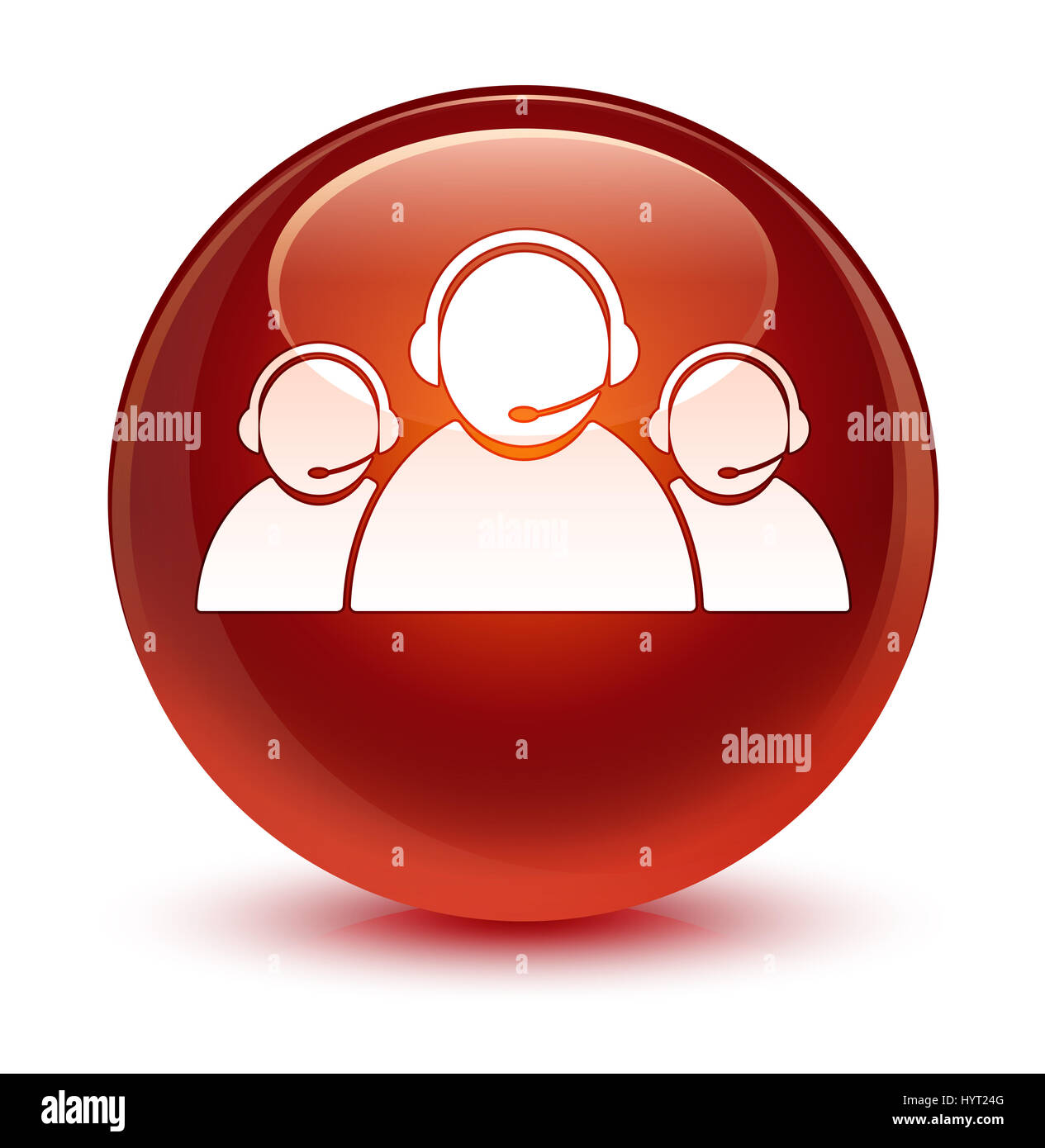 Customer care team icon isolated on glassy brown round button abstract ...