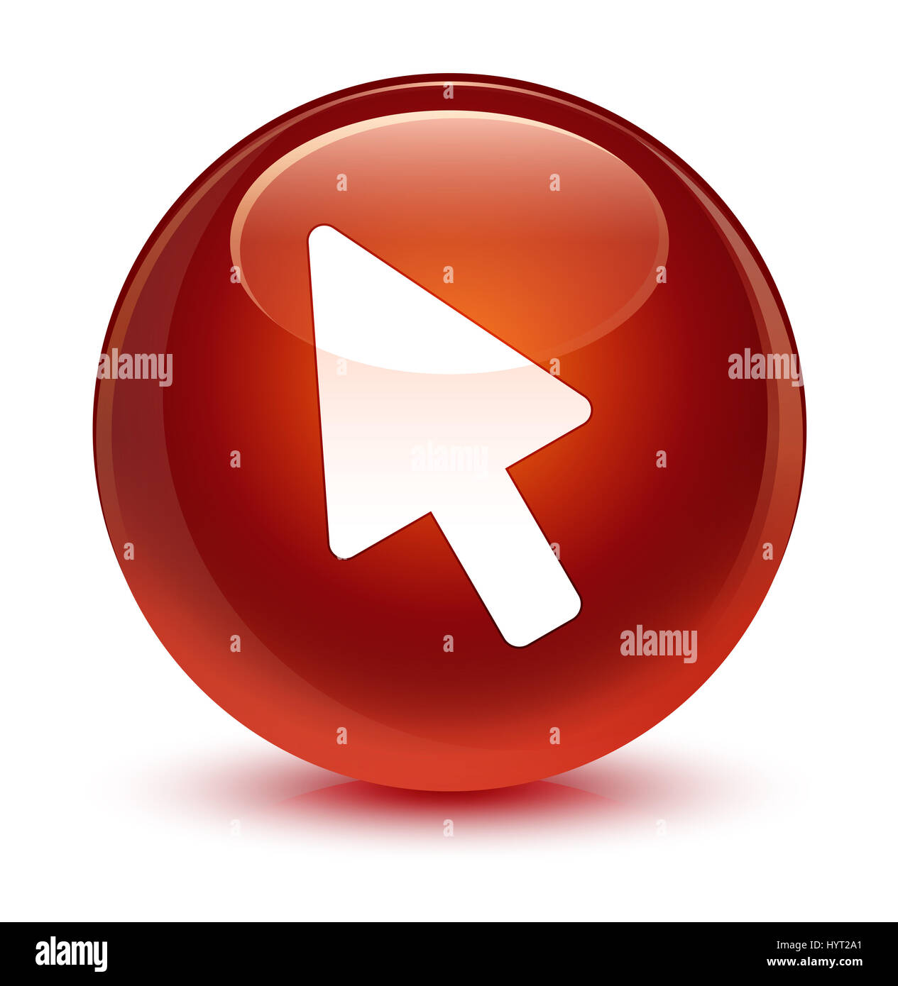 Cursor icon isolated on glassy brown round button abstract illustration Stock Photo - Alamy