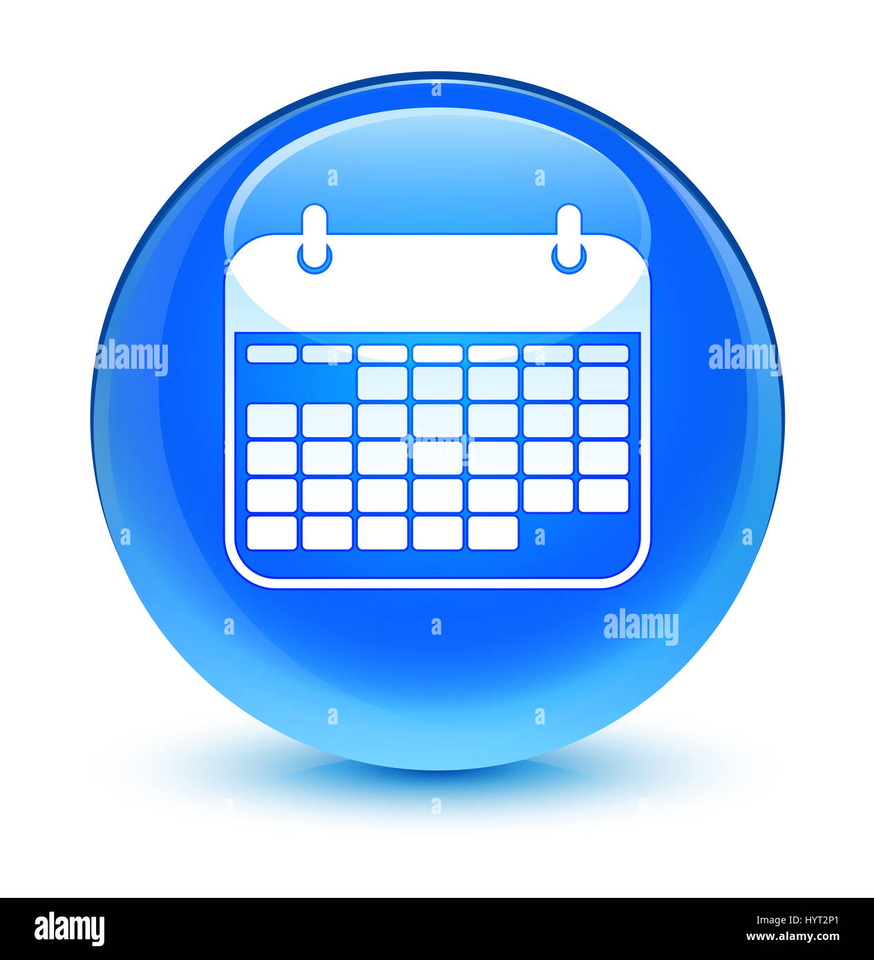 Calendar icon isolated on glassy cyan blue round button abstract ...