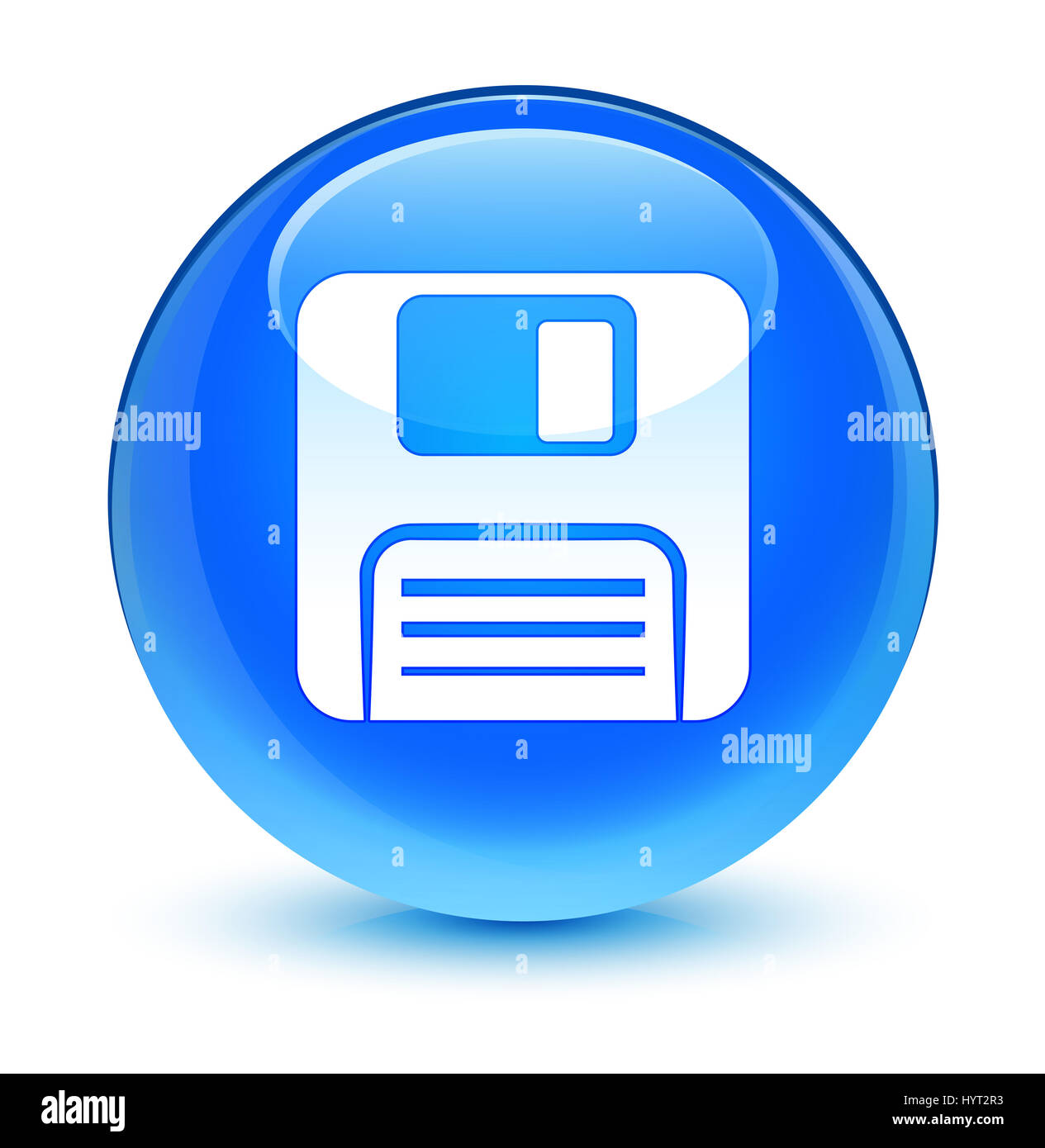Floppy disk icon isolated on glassy cyan blue round button abstract ...