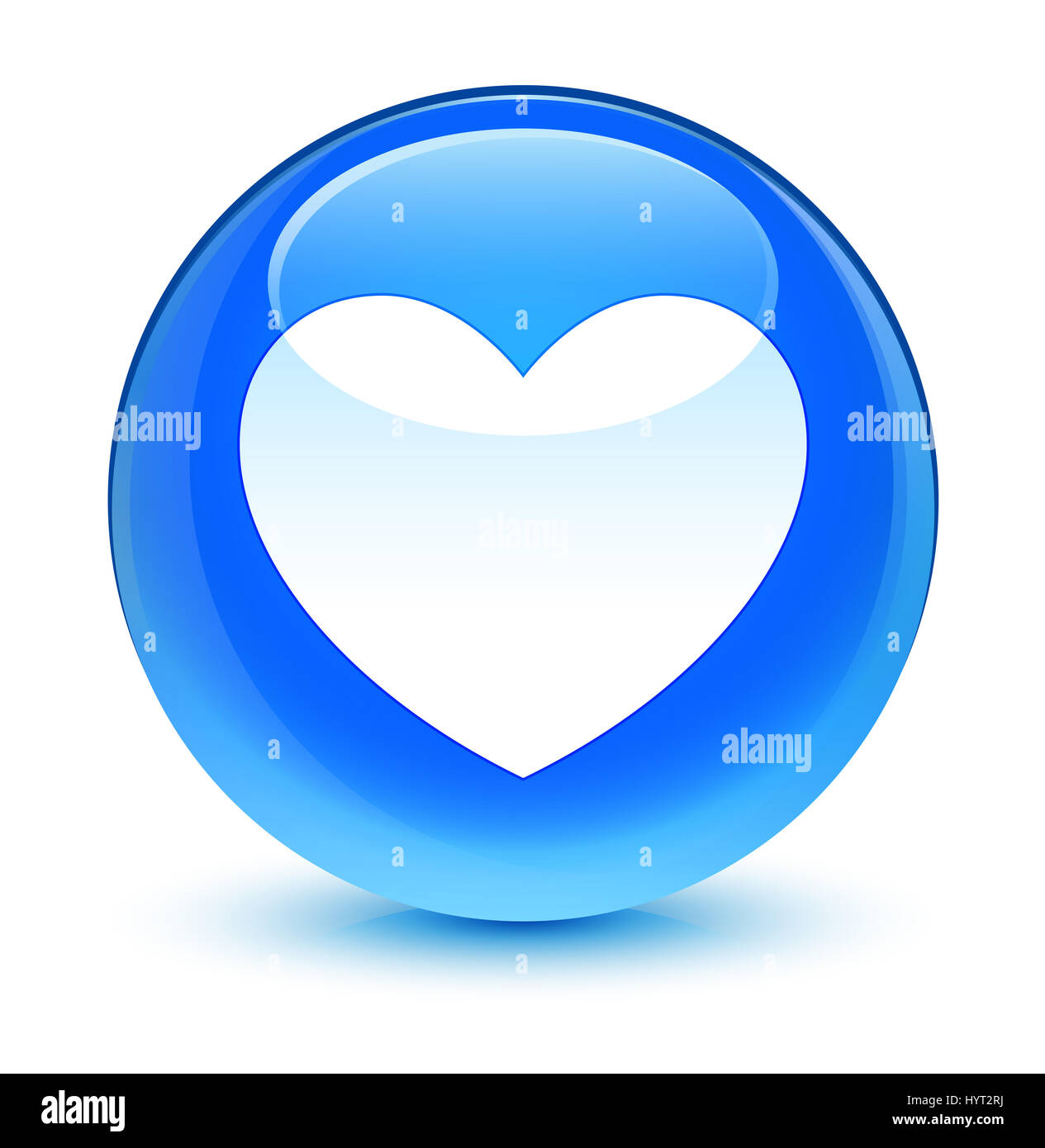 Heart icon isolated on glassy cyan blue round button abstract ...