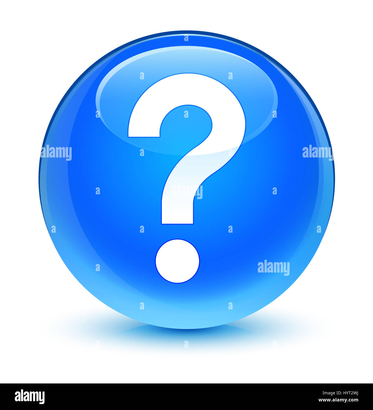 Question mark icon isolated on glassy cyan blue round button abstract ...