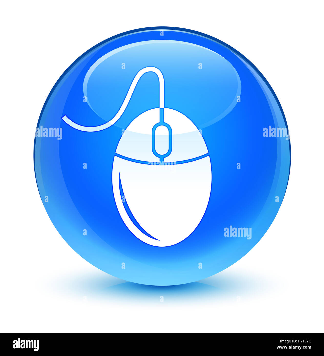 Mouse icon isolated on glassy cyan blue round button abstract ...