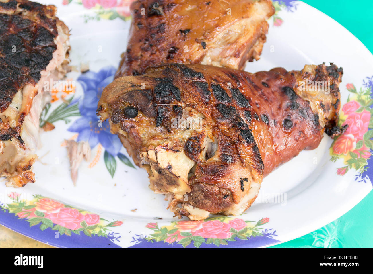 Cooked pork shank. Meat cooked on fire Stock Photo - Alamy