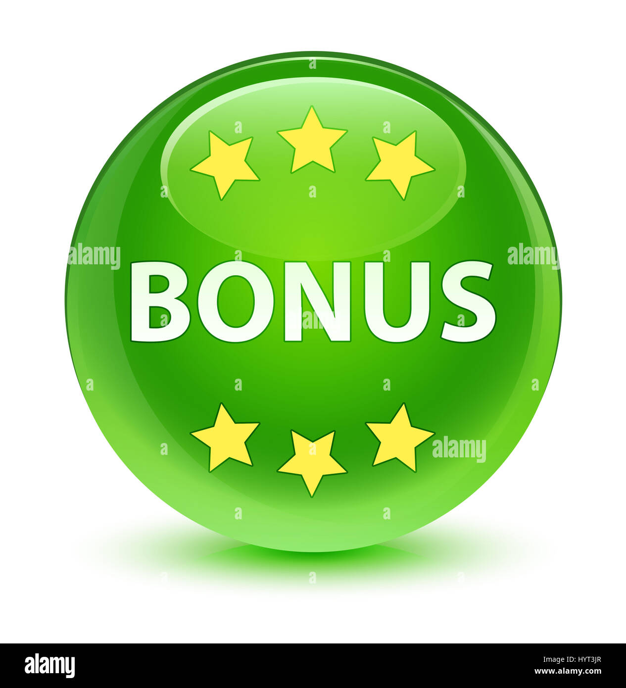 Bonus stars icon isolated on glassy green round button abstract ...