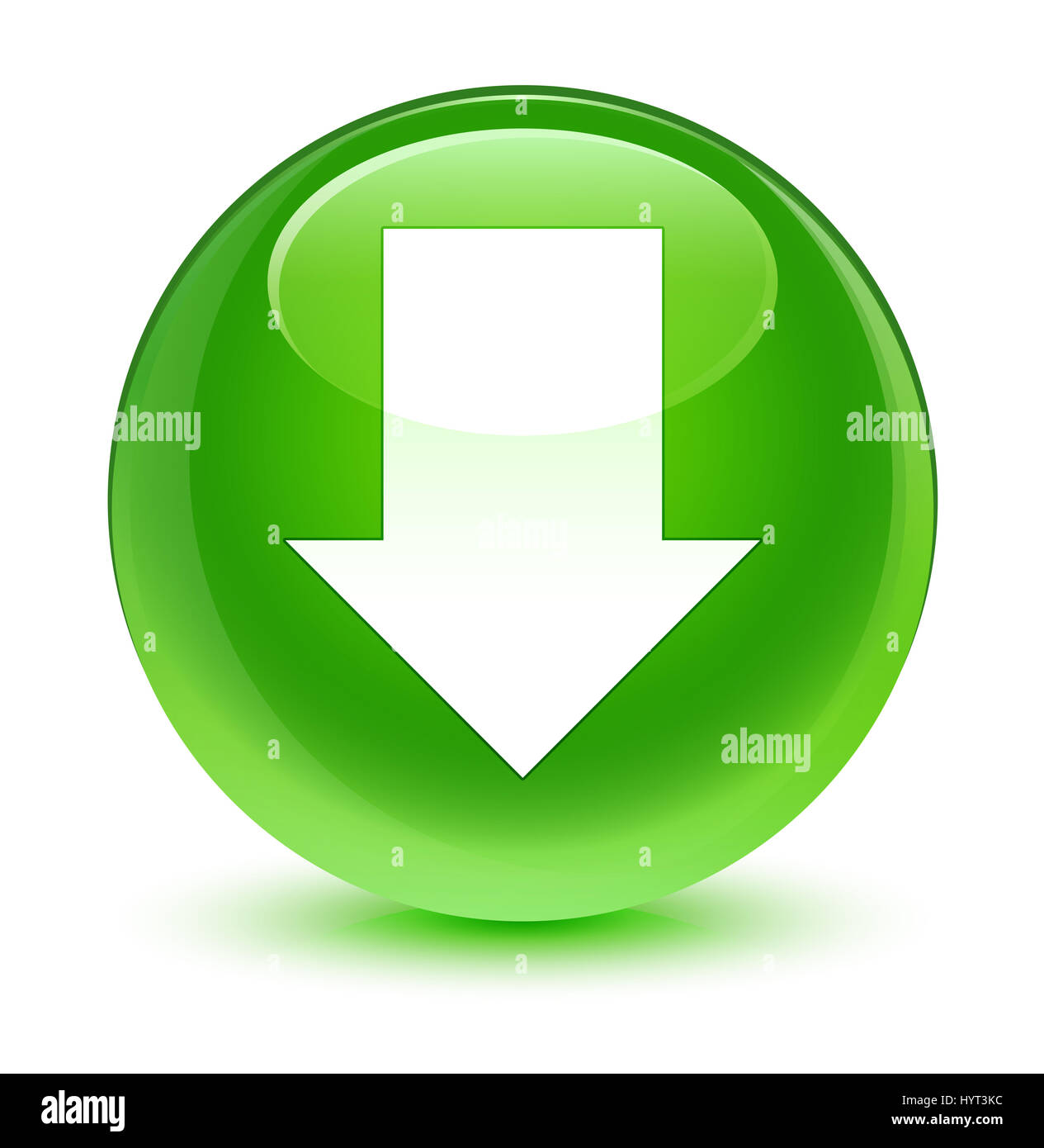 Download arrow icon isolated on glassy green round button abstract ...