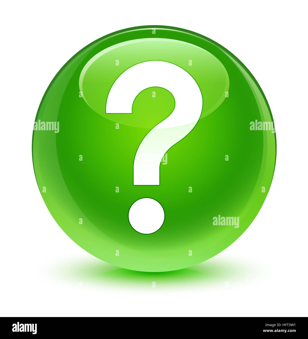 Question mark icon isolated on glassy green round button abstract ...