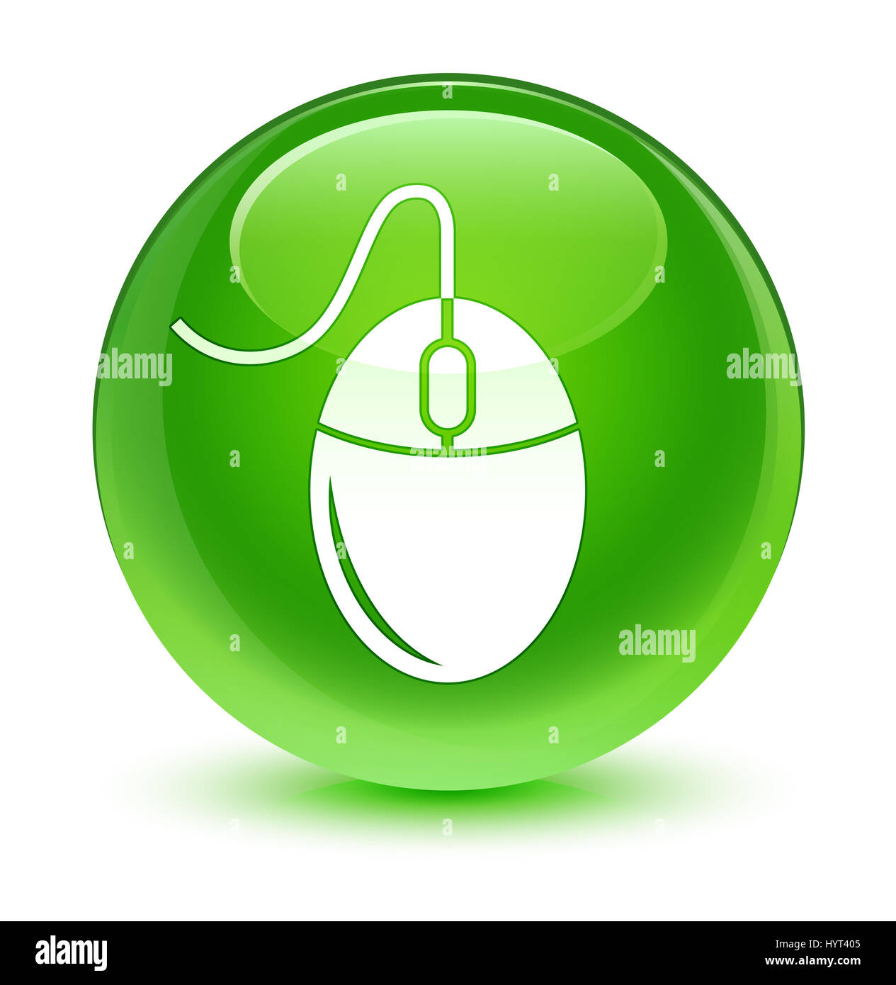 Mouse icon isolated on glassy green round button abstract illustration ...