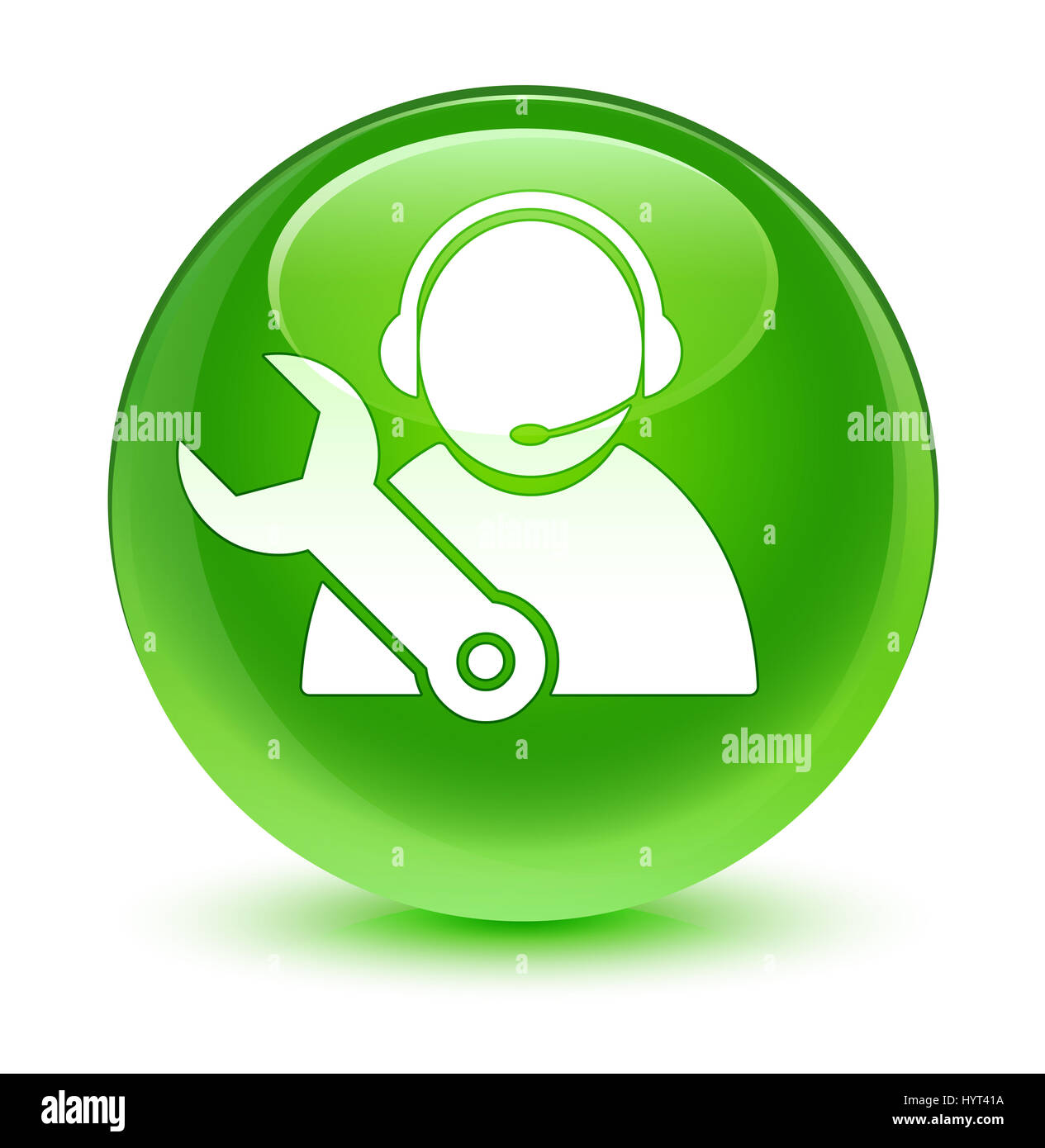 Tech support icon isolated on glassy green round button abstract ...