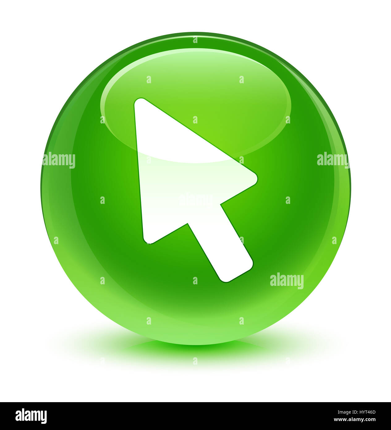 Cursor icon isolated on glassy green round button abstract illustration ...
