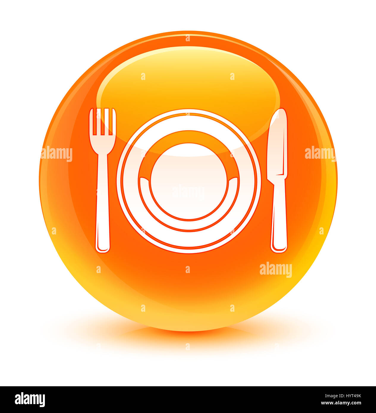 Food plate icon isolated on glassy orange round button abstract ...
