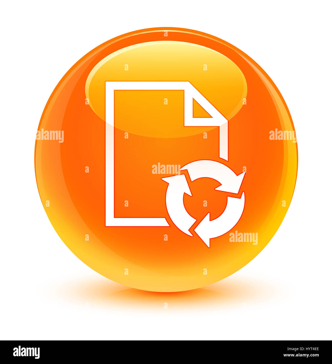 Document process icon isolated on glassy orange round button abstract ...