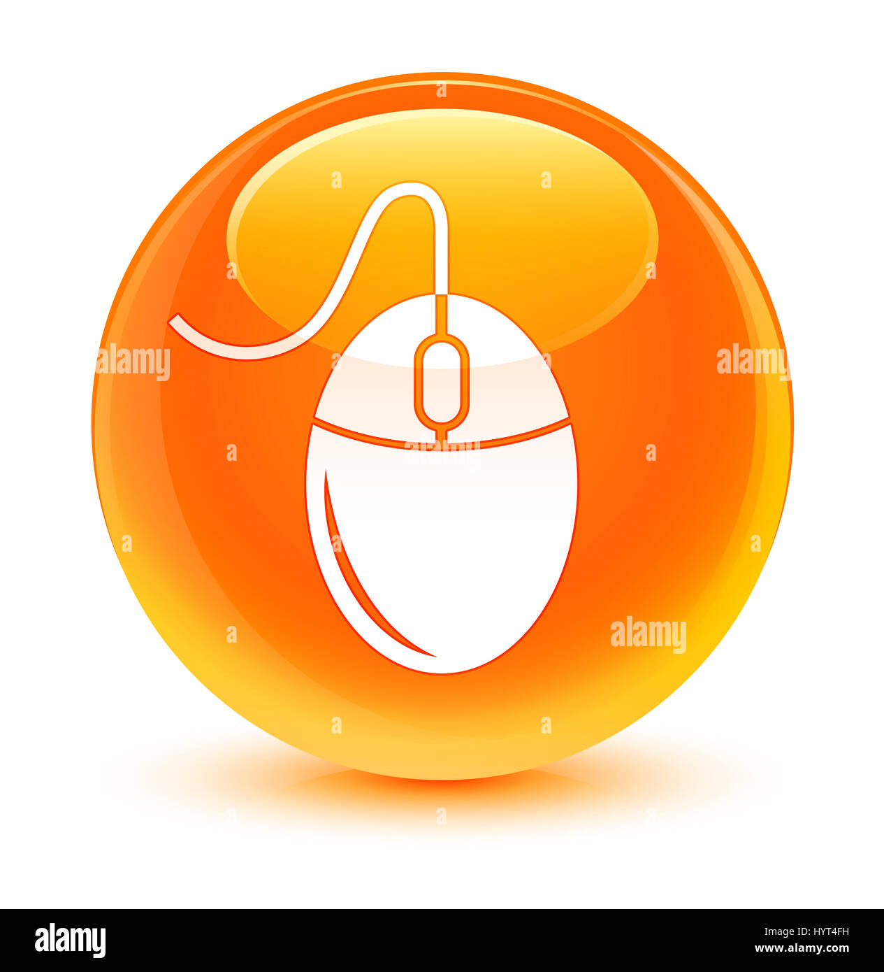 Mouse icon isolated on glassy orange round button abstract illustration ...