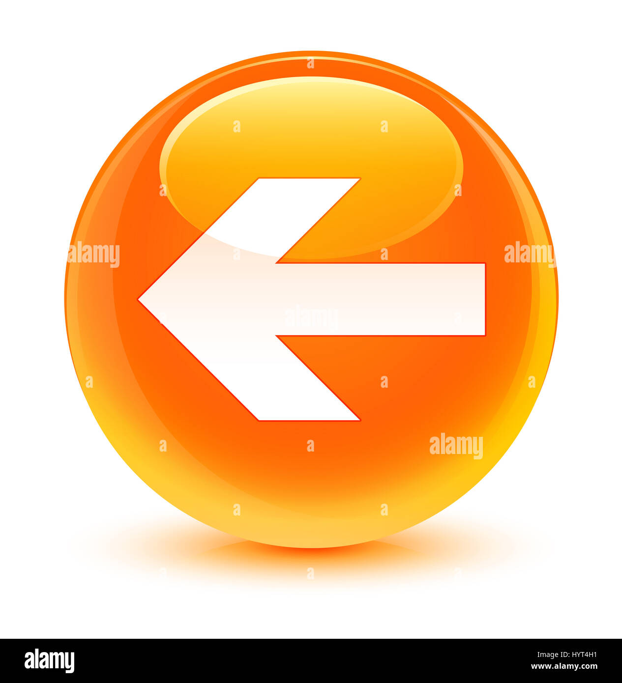 Back arrow icon isolated on glassy orange round button abstract ...