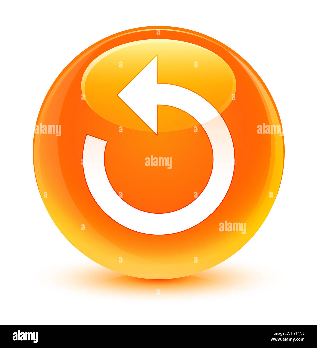 Refresh arrow icon isolated on glassy orange round button abstract ...