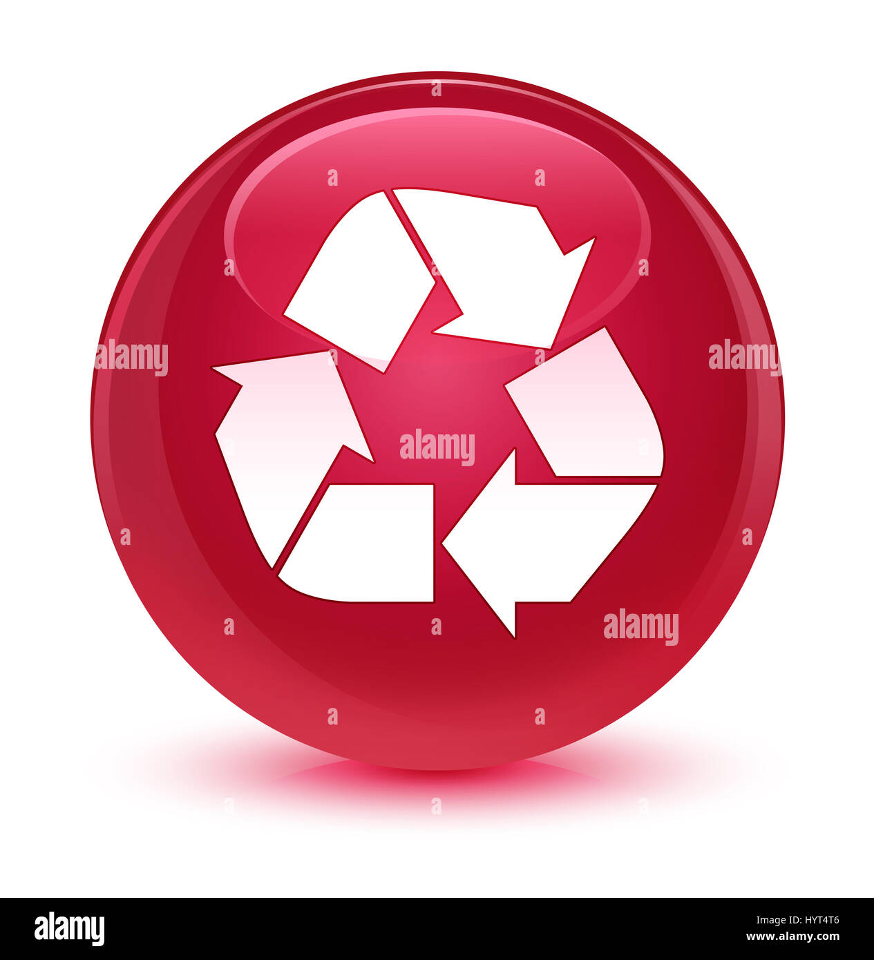 Recycle icon isolated on glassy pink round button abstract illustration ...