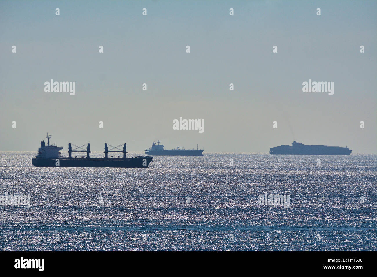 Ships bunkering at anchor off Europa Point in Gibraltar. Europa Point ...