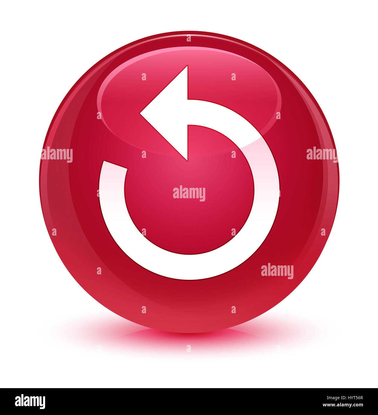 Refresh arrow icon isolated on glassy pink round button abstract ...