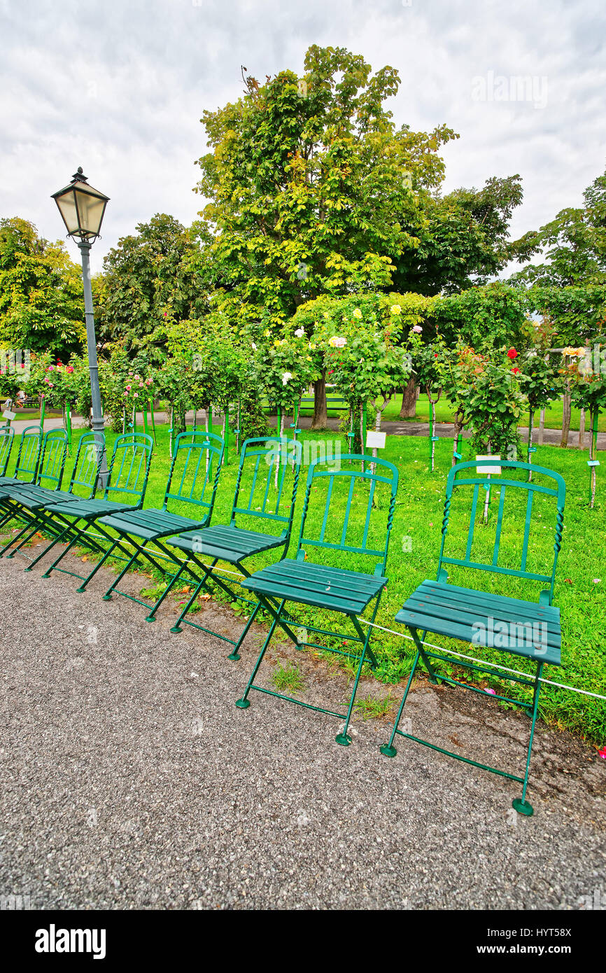 Benches in People Garden in Hofburg Palace, Vienna, Austria Stock Photo ...