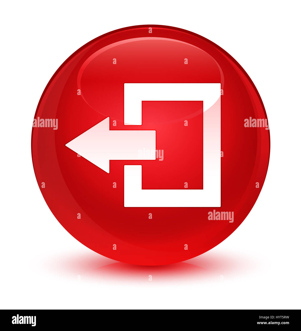 Logout icon isolated on glassy red round button abstract illustration ...