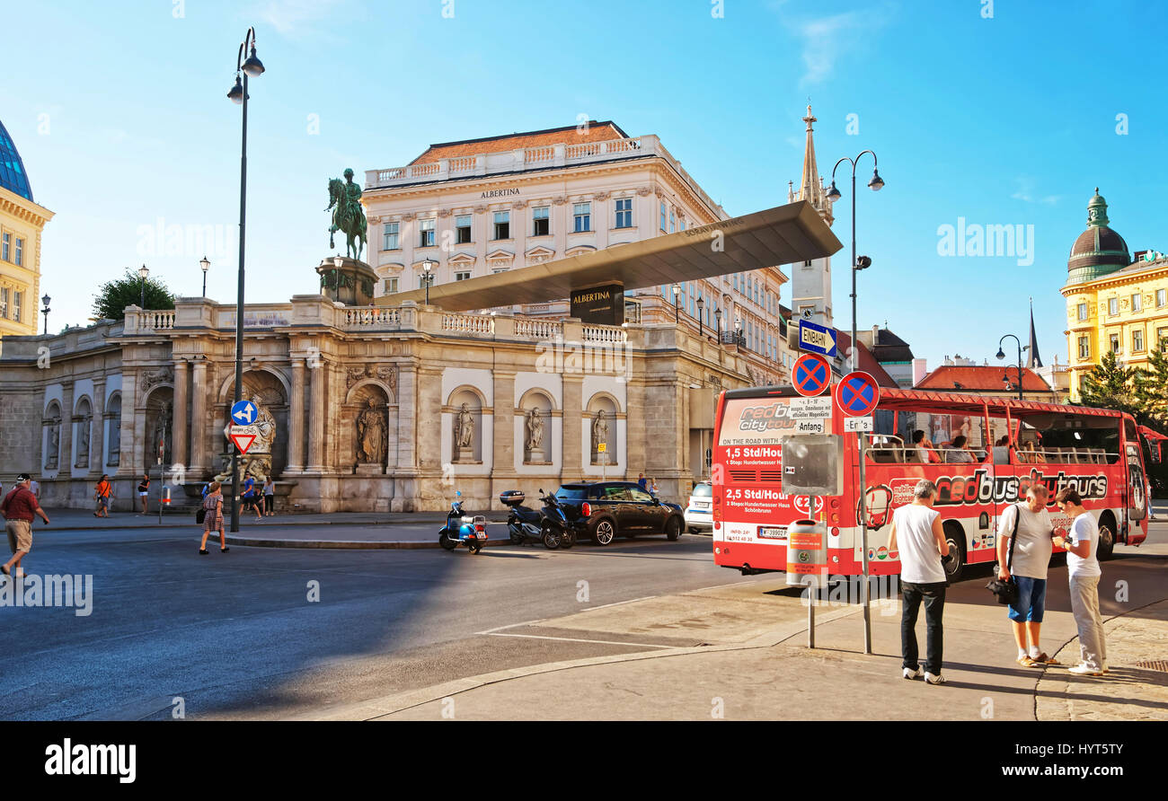 Vienna, Austria - August 21, 2012: Excursion bus at Albertina museum on ...