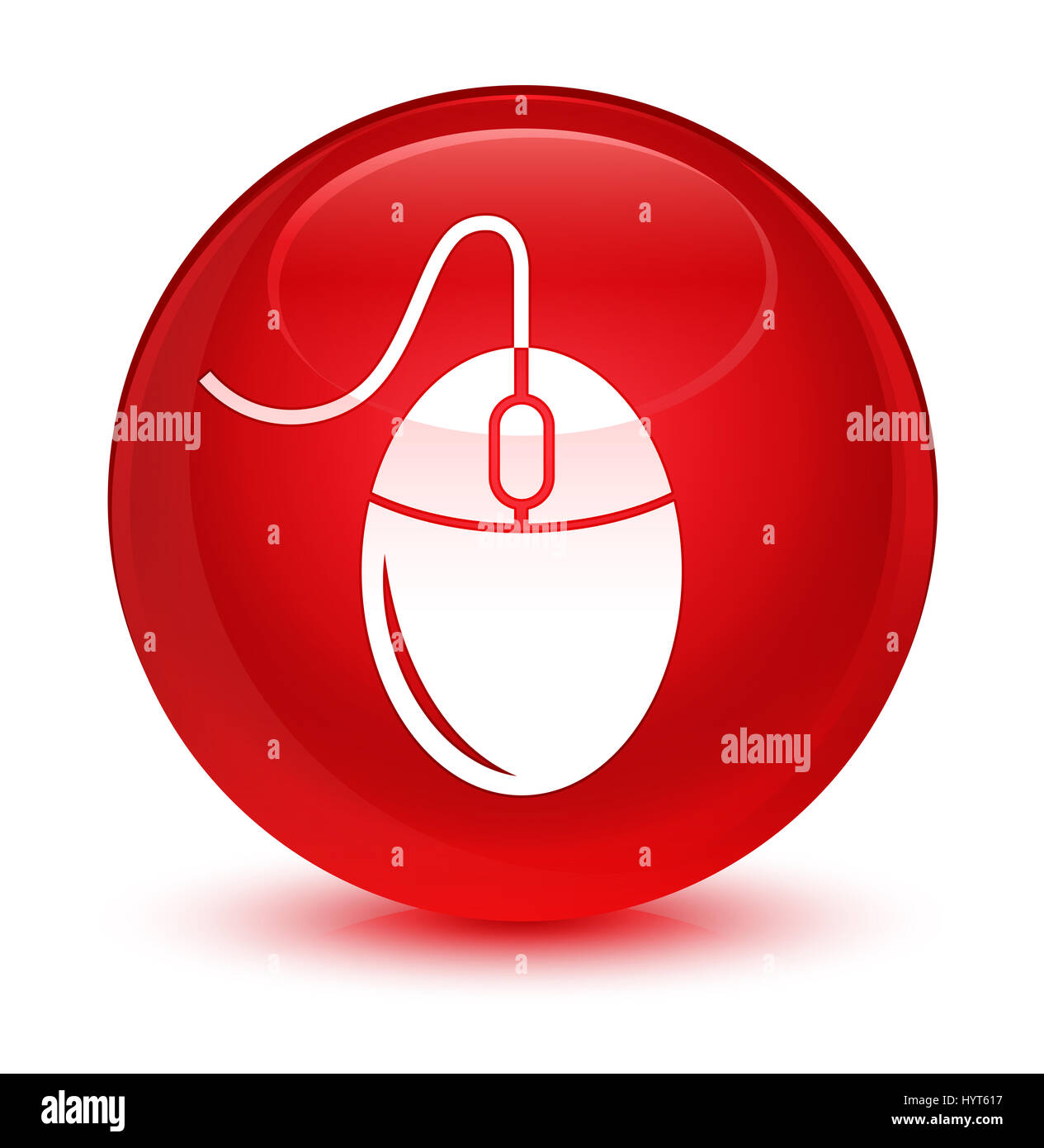 Mouse icon isolated on glassy red round button abstract illustration ...