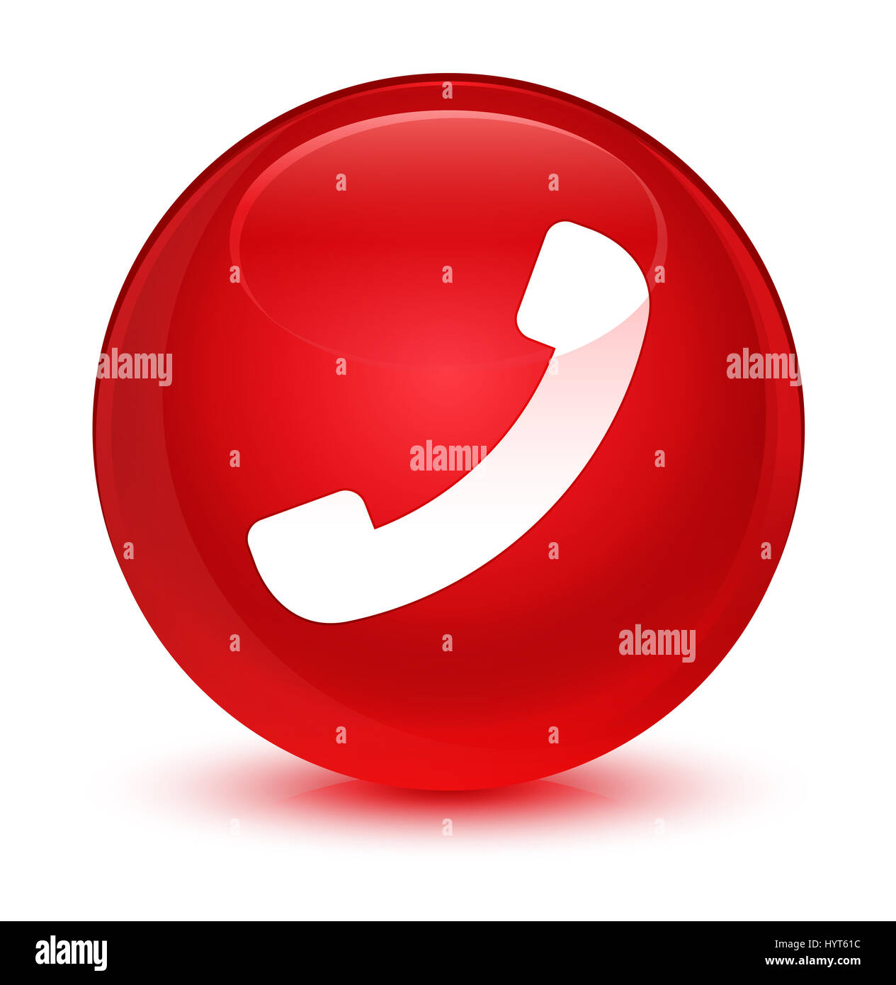 Phone icon isolated on glassy red round button abstract illustration ...