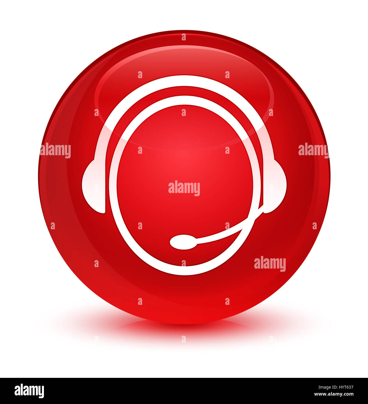 Customer care service icon isolated on glassy red round button abstract ...