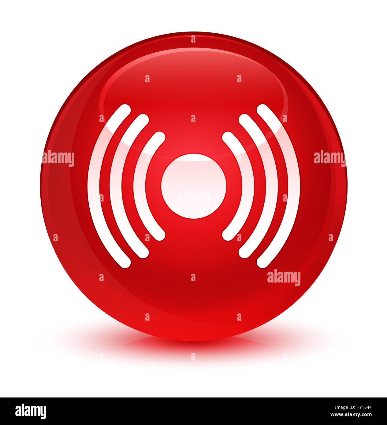 Network signal icon isolated on glassy red round button abstract ...