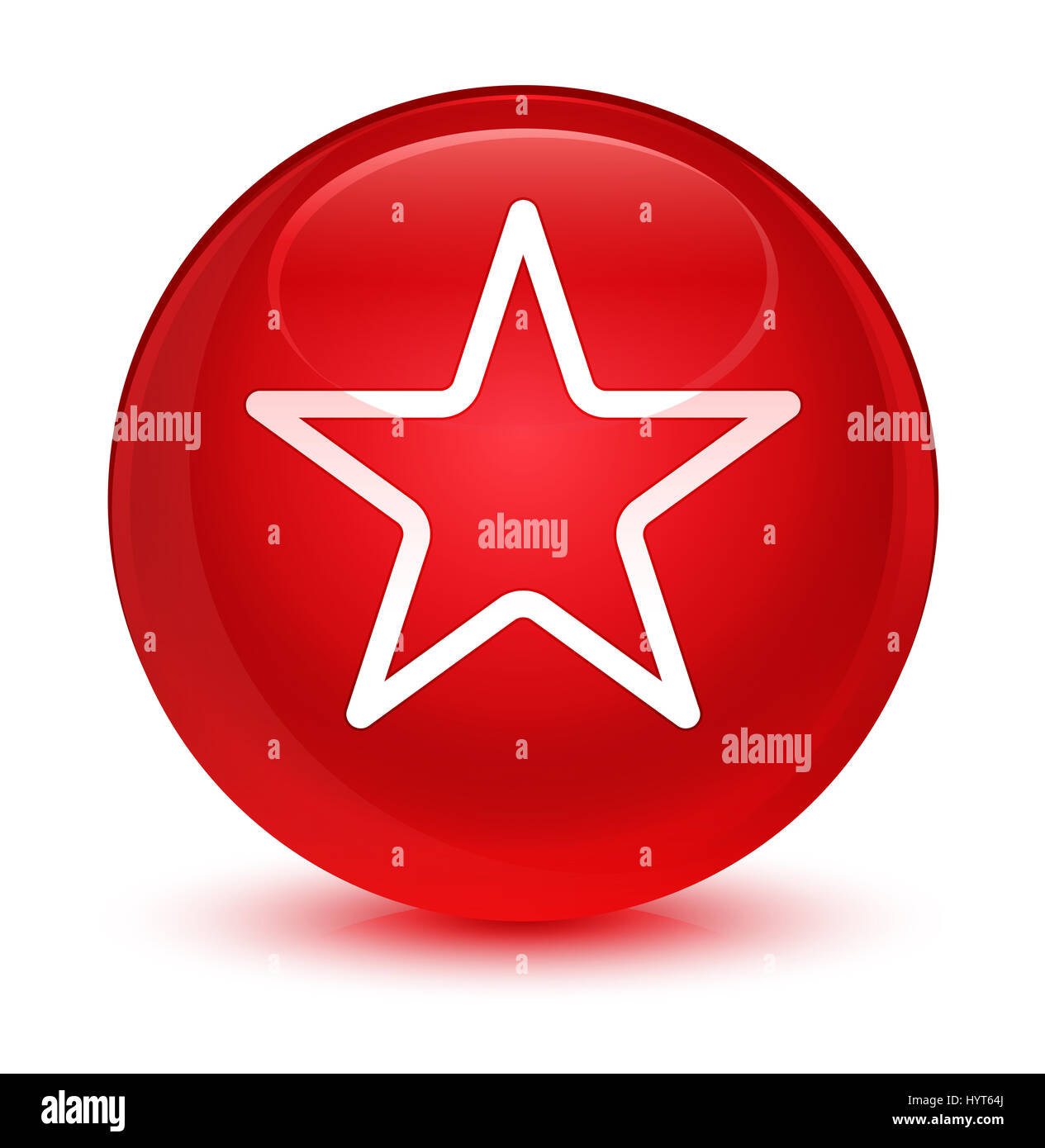 Star icon isolated on glassy red round button abstract illustration ...