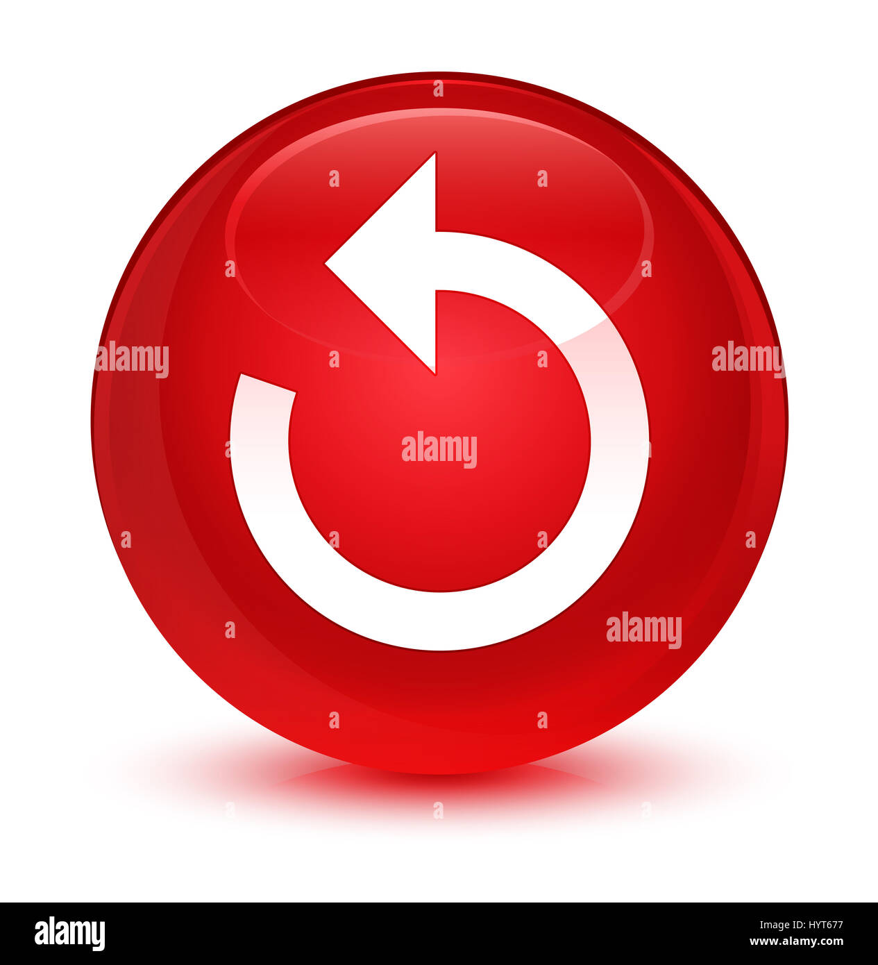 Refresh arrow icon isolated on glassy red round button abstract ...