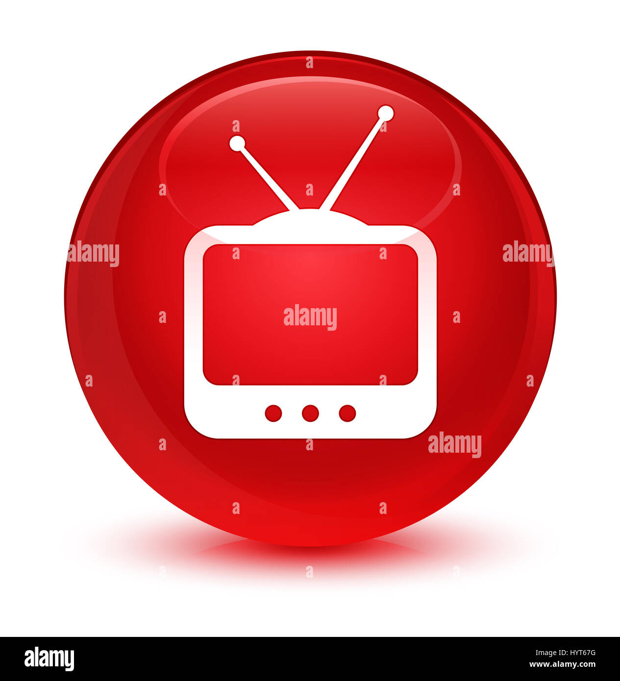 TV icon isolated on glassy red round button abstract illustration Stock ...