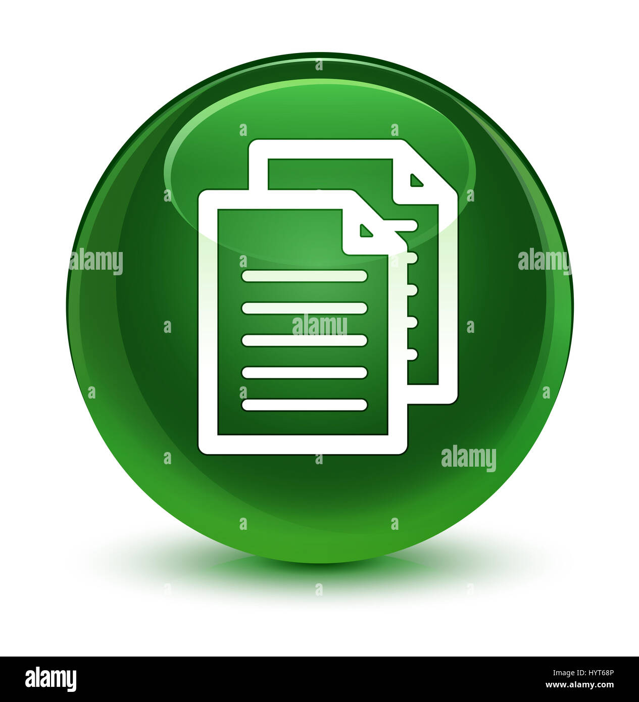 Documents icon isolated on glassy soft green round button abstract ...