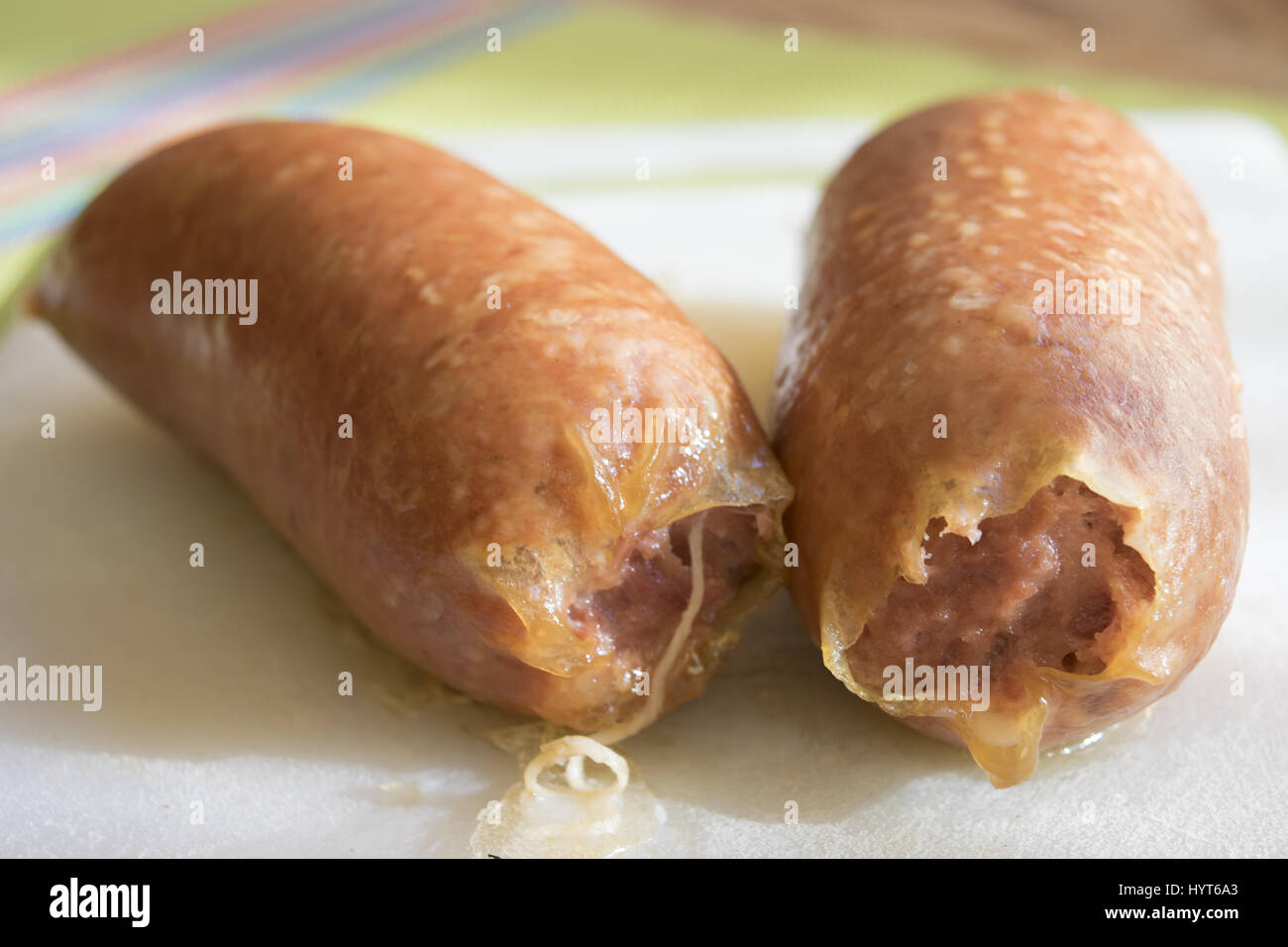 Italian cotechino or gelatinous pork sausage in a natural casing Stock ...