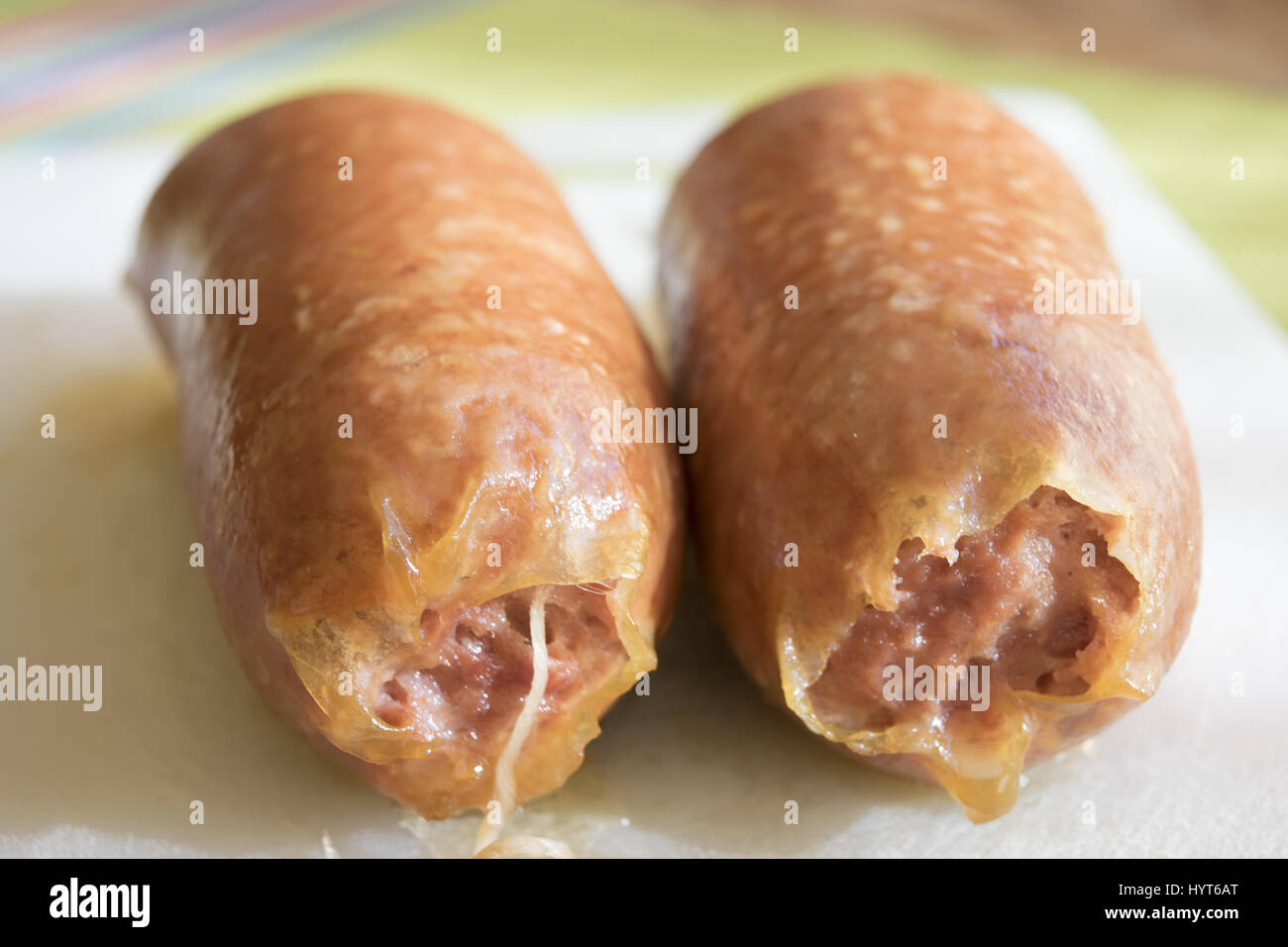 Italian cotechino or gelatinous pork sausage in a natural casing Stock ...