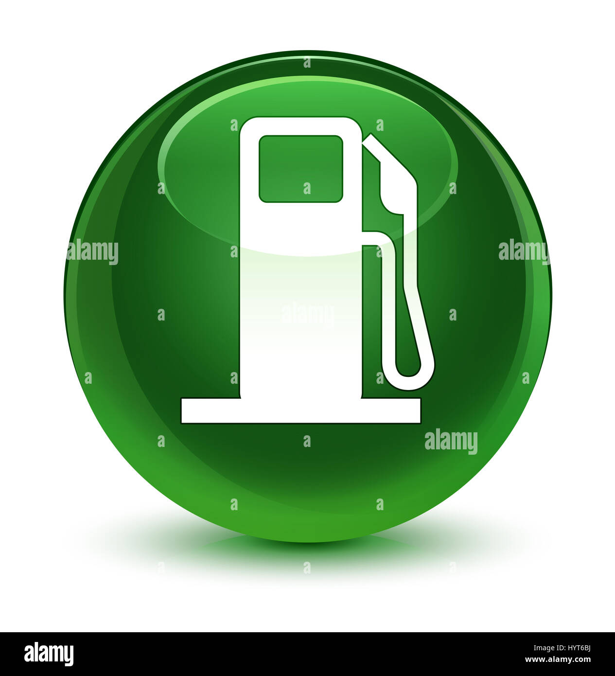 Fuel dispenser icon isolated on glassy soft green round button abstract ...