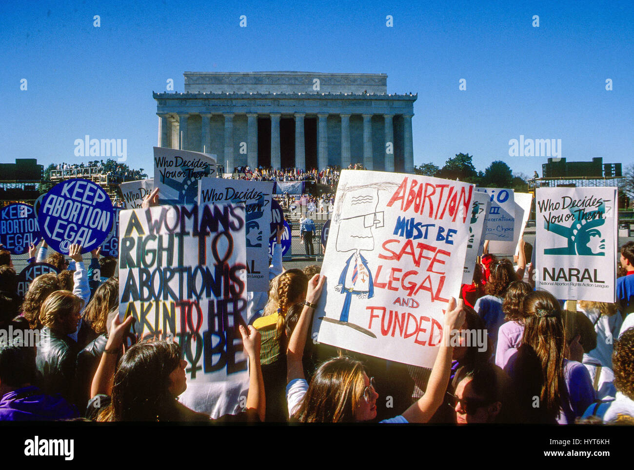Pro Choice and NARAL rally at the Lincoln Memorial Washington DC., November 12, 1989. Photo by ...