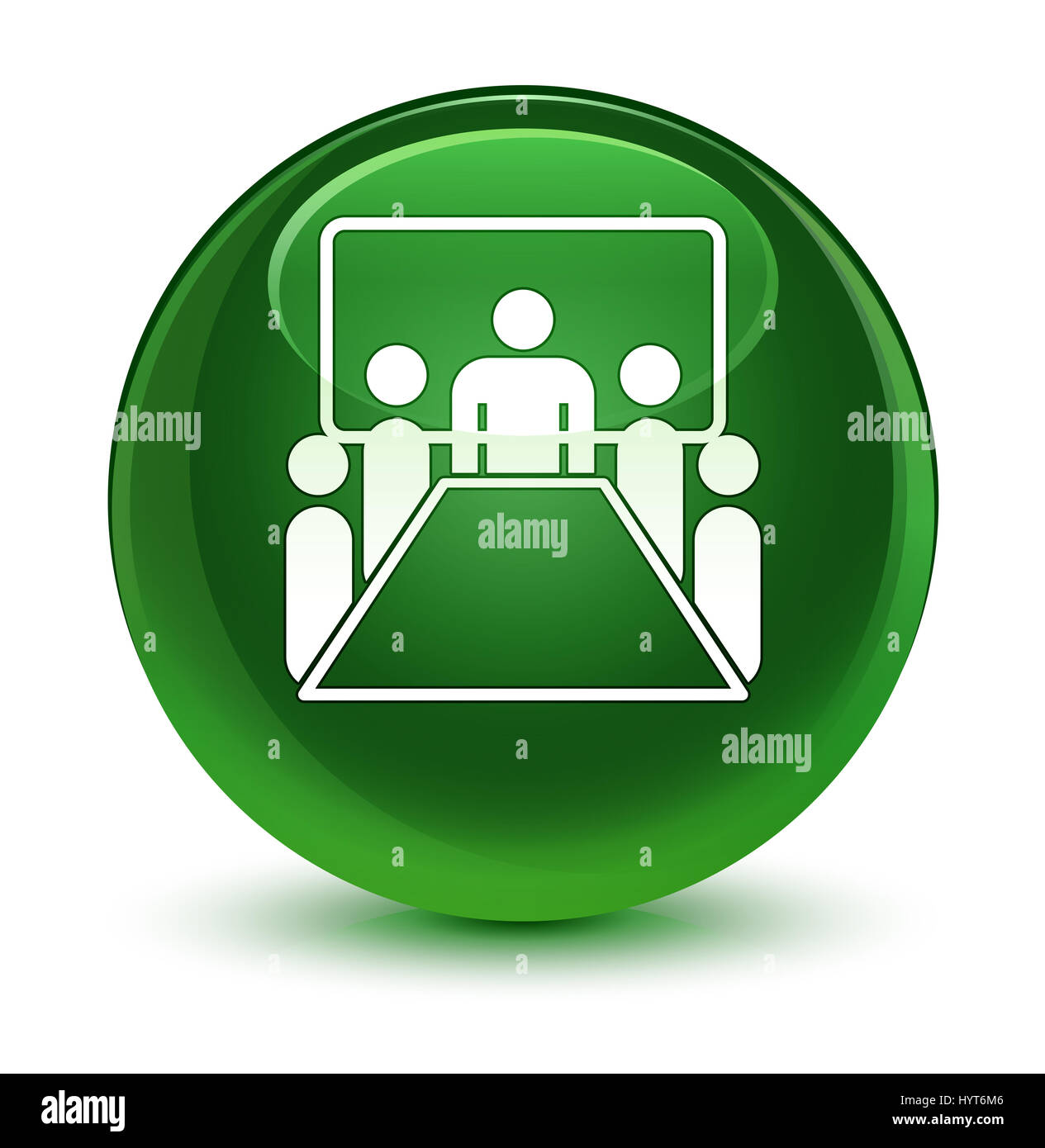 Meeting room icon isolated on glassy soft green round button abstract ...