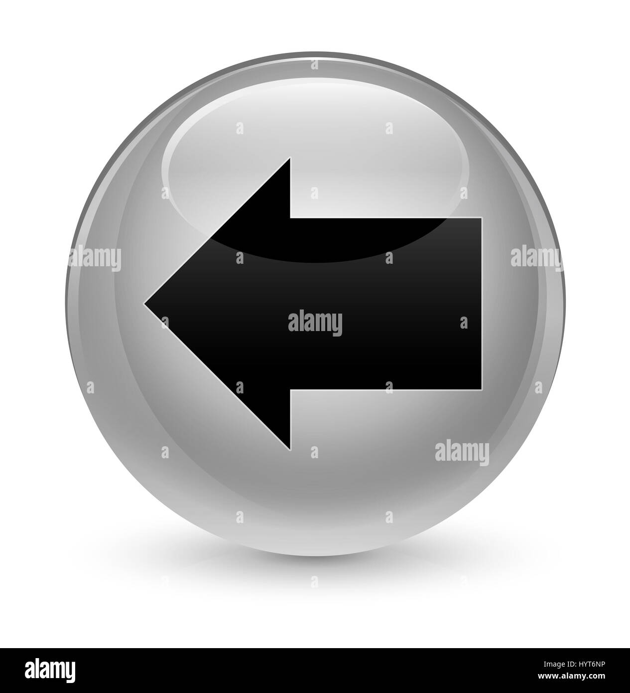Back arrow icon isolated on glassy white round button abstract ...